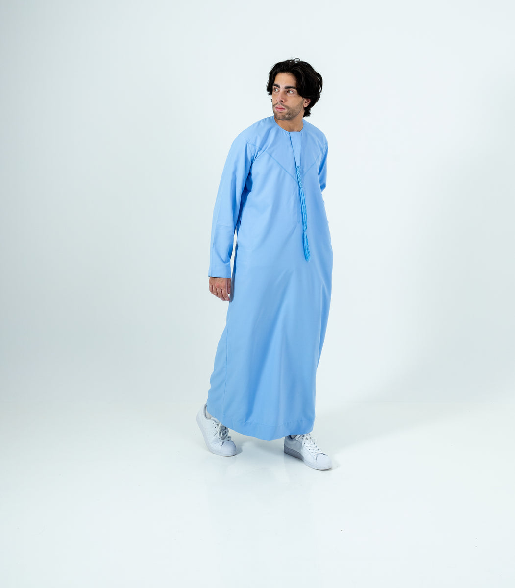 Basic Sky Blue Emirati Thobe | Men's Jubba | Hub Alhaya Mens Thobes