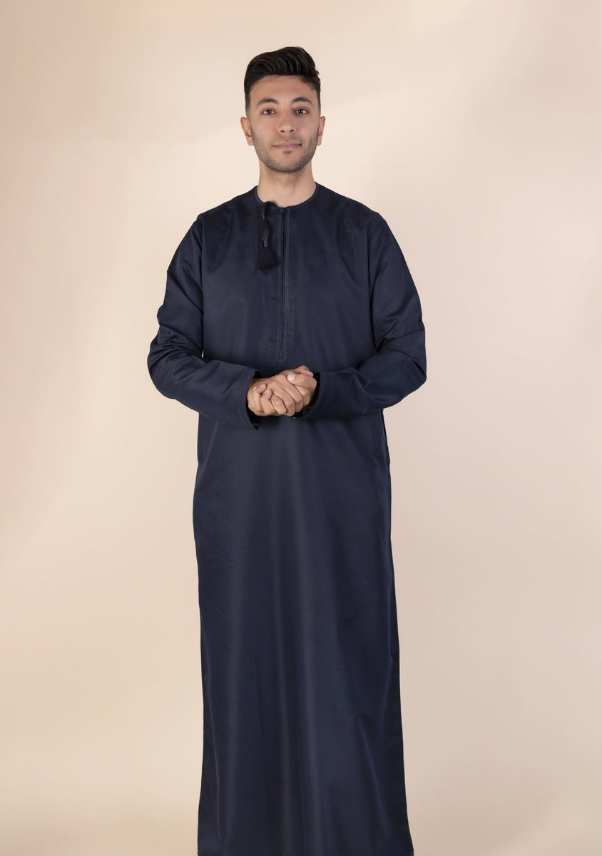 Navy Blue Omani Thobe | Authentic Dishdasha Jubba | Hub Alhaya